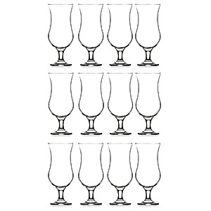 Epure Venezia Collection 12 Piece Hurricane Glass Set - Perfect for Drinking Pina Coladas, Cocktails, Full-Bodied Beer, Juice, and Water (Pina Colada (15.5 oz))