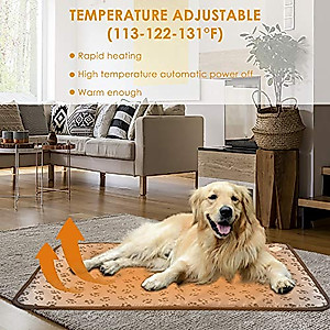 TJOY Pet Heating Pad Large Dog Heating Pad Electric Heated Pet Bed for Cats and Dog Warming Mat with Chew Resistant Cord & Waterproof Layer (34"x21"(Footprint))