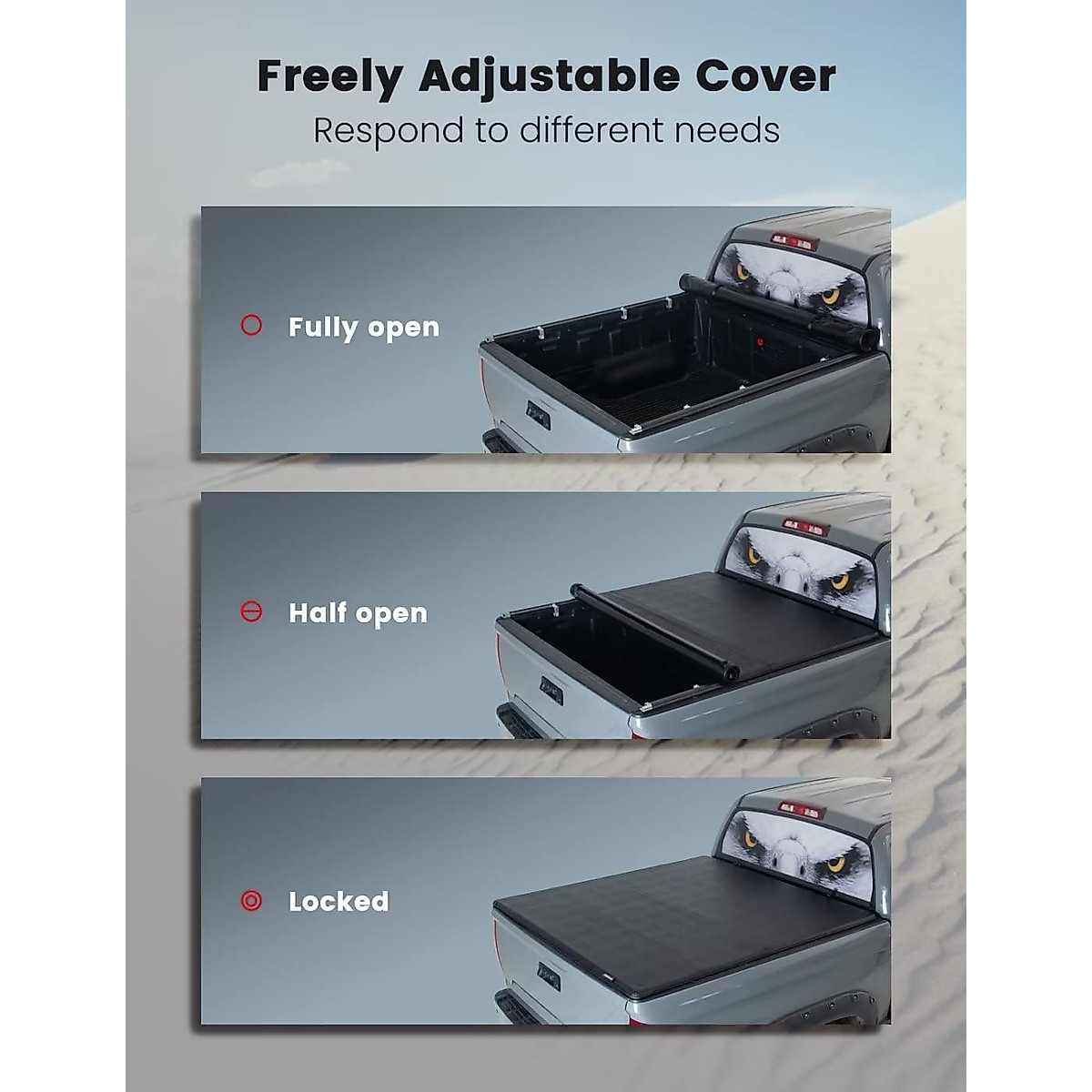 Logan Tonneau Cover Soft Roll up for 2015-2023 F150,Truck Bed Covers Compatible with 2015-2023 F150 6.5FT