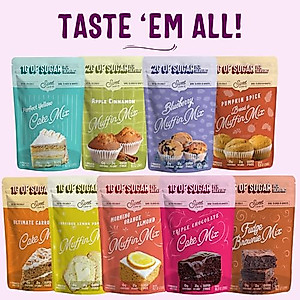 Sweet Logic Keto Baking Mix - Cinnamon Muffin - Gluten-Free - Dairy Free - Diabetic-Friendly - High Protein - Allulose - Stevia - Low Sugar - Low Carb - Quick 20-Minute Prep (1-2G Carbs Per Serving)