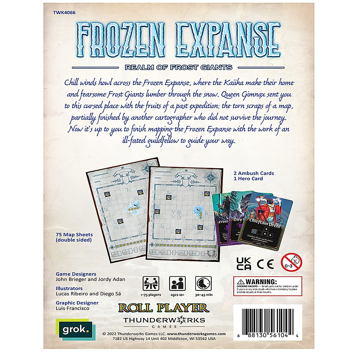 Thunderworks Games - Cartographers: Map Pack 4, Frozen Expanse | Expansion for The Award-Winning Game of Fantasy Map Drawing | Strategy Flip and Write Board Game |Family Game for 1-75 Players