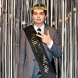 TOBATOBA Birthday Crown and Sash, Party Prom Decorations for Men