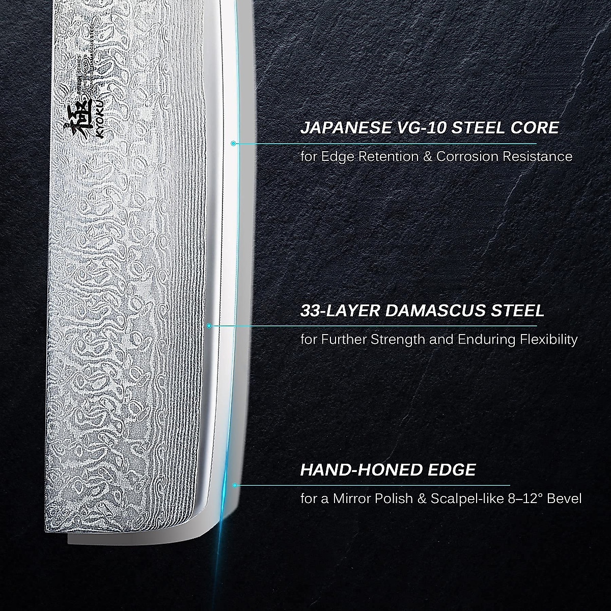 KYOKU 7" Nakiri Knife + 8'' Serrated Bread Knife - Shogun Series - Japanese VG10 Steel Core Forged Damascus Blade