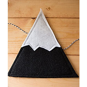 ELLA & MAX Kids Nursery Decor Mountain Garland Banner Black Felt Bunting, Woodland Theme Nursery, Rustic Nursery Decor. Handmade in USA.