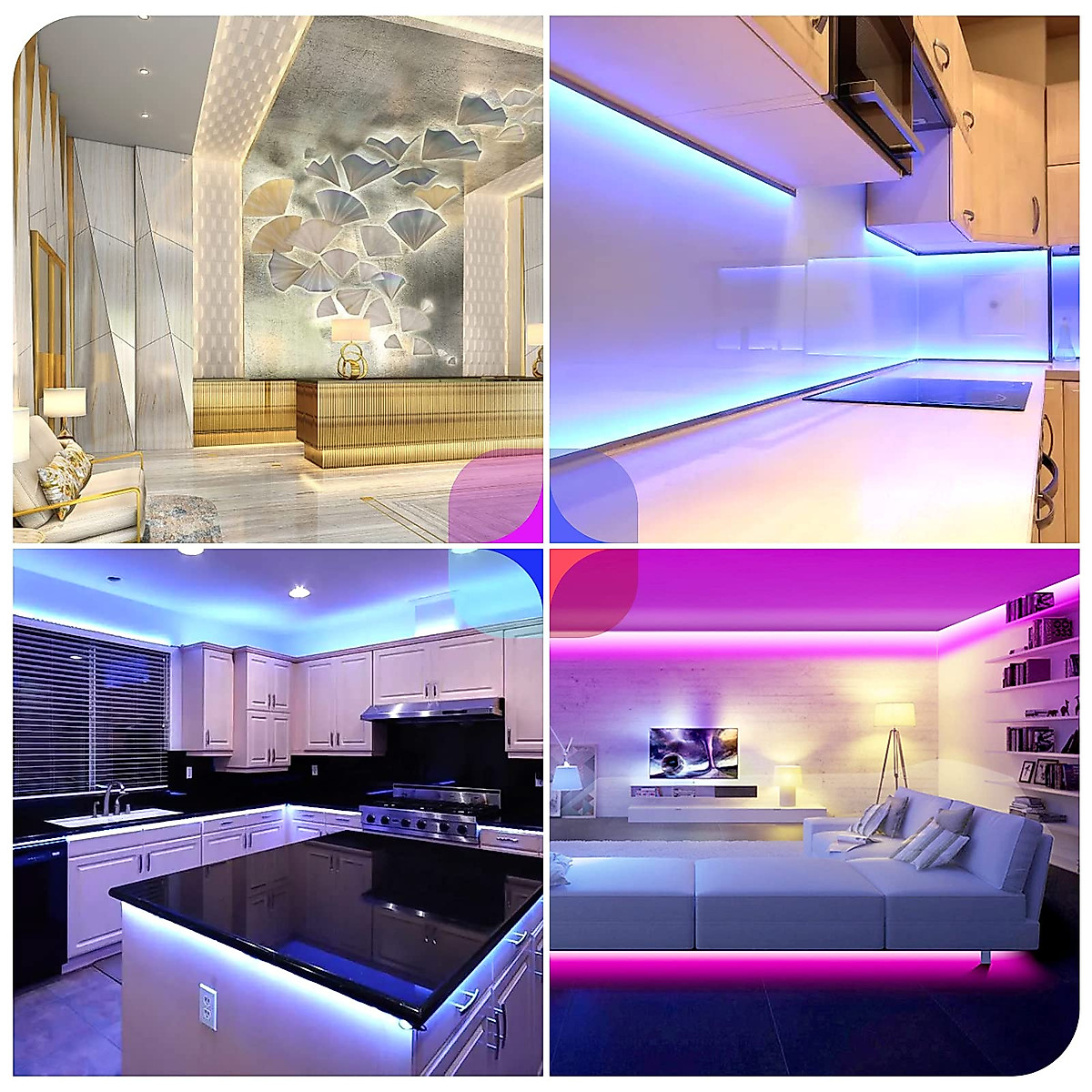 Jadisi 50ft Led Strip Lights for Bedroom, RGB Led Light Strip Music Sync Color Changing with App Remote Control Smart Led Strip Lights for TV, Room Party