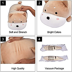 Z ZBWKBR Dog Stuffed Animal Dog Plush Pillow,Soft Cute Shiba Inu Plush Soft Plush Toy Gift for Kids Birthday Home Decor Hugging Sleeping Comfort Cushion 12'' (Yellow, Small)