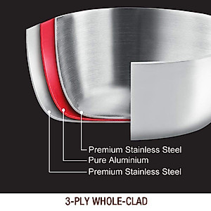 HOMI CHEF Mirror Polished NICKEL FREE Stainless Steel 1.75 QT(Quart) Sauce Pan with Glass Lid (No Toxic Non Stick Coating, Whole-Clad 3-Ply) Soup Pot Small Cooking Pot