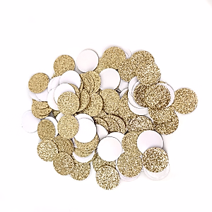 Mybbshower Gold Glitter Round Circle Sticker Invitation Seals - 1" x 150 Glitter Polka Dot Envelope Seals Wedding Planner Sticker (Light Gold)