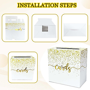 FALIZIFU Gold Card Box for Party Gift Card Box Holder Envelope Box for Wedding Birthday Baby Shower Retirement Gold Foil Card Box
