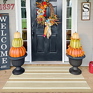 OJIA Outdoor Rug 3'x5', Hand-Woven Cotton Entry Rug Machine Washable Rugs Striped Porch Rug Indoor Outdoor Area Rug Floor Mat for Front Door/Farmhouse/Entryway/Bedroom/Home Entrance