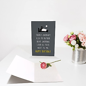 Chenive Funny Happy Birthday Card for Husband Wife, Humorous Birthday Greeting Card, Snoring Loud Next To me Bday Card