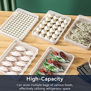 HERCHR Dumpling Storage Box, 4 Layer Food Storage Containers with Lids, Storage,Stackable Large Capacity Fridge Transparent Food Storage Box for Kitchen and Fridge