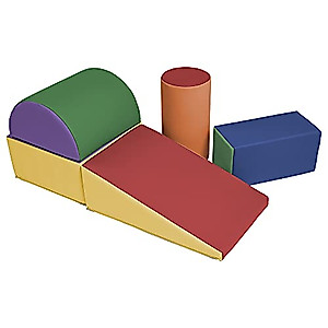 ECR4Kids SoftZone Climb and Crawl Activity Playset, Lightweight Foam Shapes for Climbing, Crawling and Sliding, Safe Foam Playset for Toddlers and Preschoolers, 5-Piece - Assorted
