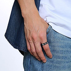 MZZJ Personalized Inside Partners in Crime Couple Ring Set Black Rose Gold Plated Stainless Steel Meditation Spinner Fidget Flat Rings Engagement Wedding Band