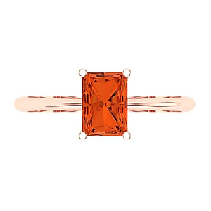 Clara Pucci 1.0 ct Radiant Cut Solitaire Red Simulated Diamond Wedding Bridal Designer Anniversary Engagement Ring Real 14k Rose Gold