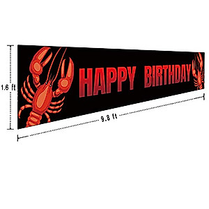 Large Crawfish Boil Happy Birthday Banner, Crawfish Boil Birthday Party Supplies Decorations, Crawfish Boil Birthday Party Backdrop Background, Indoor Outdoor (9.8 x 1.6 ft)