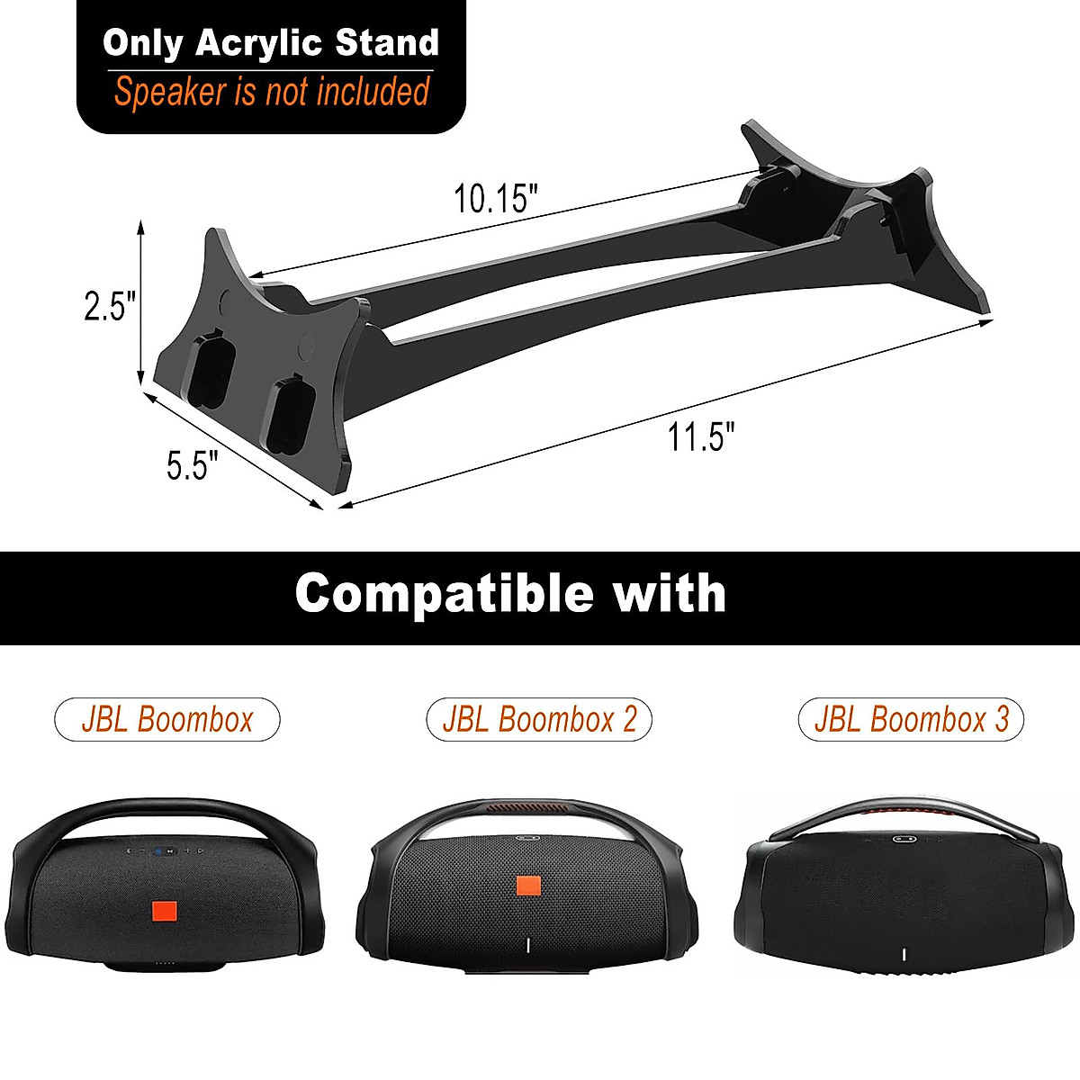 Desktop Stand for JBL Boombox 3/Boombox 2/Boombox, TXEsign Acrylic Speaker Mount Base Holder Desk Display Stand Table Stand Holder for JBL Boombox