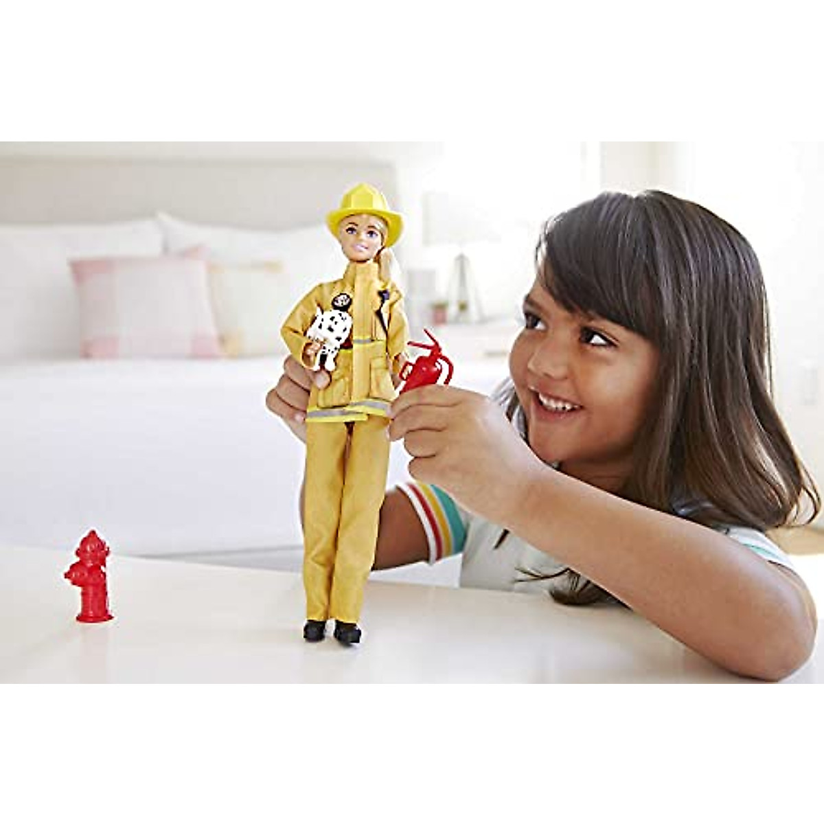 Barbie Careers Doll & Playset, Firefighter Playset with Blonde Fashion Doll, 1 Puppy Figure, Furniture & Accessories (Amazon Exclusive)