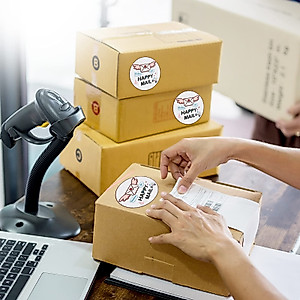 1200 PCS Smells Like Happy Mail Stickers, TNE Creator 2 Pack 1.5 Inch Happy Mail Labels Small Shop Stickers Thank You Customer Sticker Labels for Small Businesses Packaging Sticker, Handmade Sticker