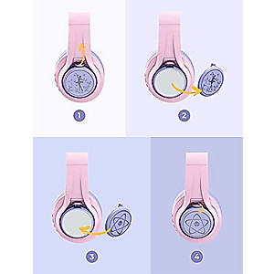 iClever TransNova Plate, 2 Pairs Replacement Headphones Plates Compatible with iClever TransNova Colorful RGB Light Bluetooth Headphones, Purple (Dancer & Star)