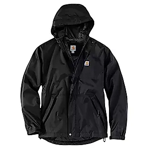 Carhartt Men's Loose Fit Midweight Rain Jacket, Black, 3X-Large