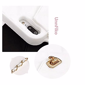 UnnFiko Wallet Case Compatible with iPhone 13 Pro Max, Cute Light Luxury Bag Design, Purse Flip Card Pouch Cover Soft Silicone Case with Handstrap Long Shoulder Strap (White, iPhone 13 Pro Max)