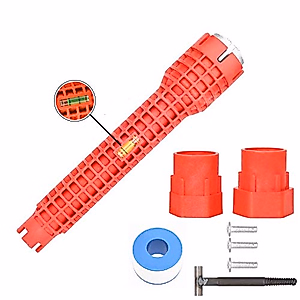 TenVirtues Faucet and Sink Installer Multifunctional Tool, 8-in-1 Screw Head Waste Pipe Extractor & 3 replaceable heads for Plumbing/Bathroom/Toilet Bowl/Sink/Kitchen Plumbing