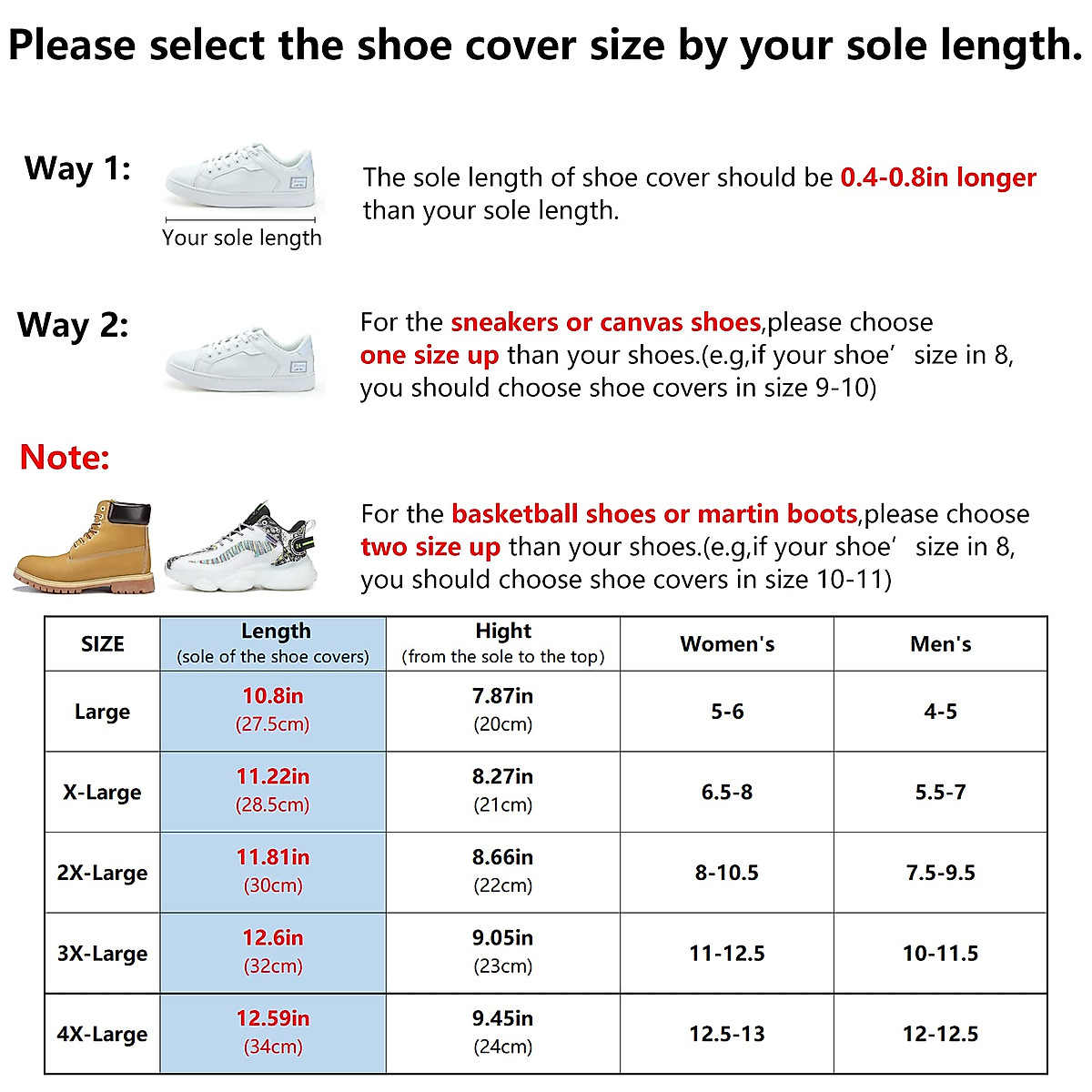 Tachitali Waterproof Shoe Covers for Rain and Snow Boot Covers Waterproof Reusable & Foldable(3XL)