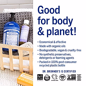 Dr. Bronner’s - Pure-Castile Liquid Soap (Lavender, 4 ounce) - Made with Organic Oils, 18-in-1 Uses: Face, Body, Hair, Laundry, Pets and Dishes, Concentrated, Vegan, Non-GMO