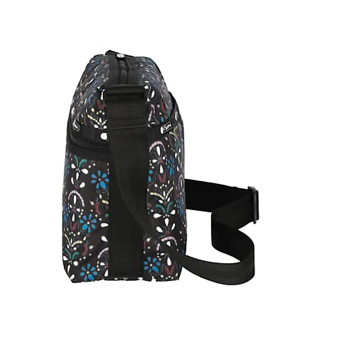 LeSportsac Cloistered Jewels Small Hobo Crossbody Handbag, Style 3709/Color E469, Mosaic Art Tiles Designed in Colorful Crest & Flower Motifs, Vibrant Jewel Tones: Ruby, Azure, Emerald