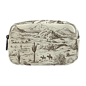 Glaphy American Western Cowboy Cactus Pencil Case, Large Capacity Pencil Pouch Zipper Portable Cosmetic Bag, for School Office College Traval