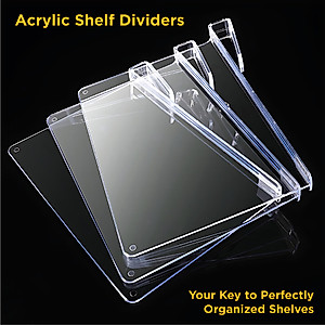 SC Shiza Care Clear Acrylic Shelf Dividers for Closet Organization,Plastic Shelve Divider, Clothes Dividers for Clothes Purses Separators in Bedroom, Kitchen and Office Shelves (4 Pack)