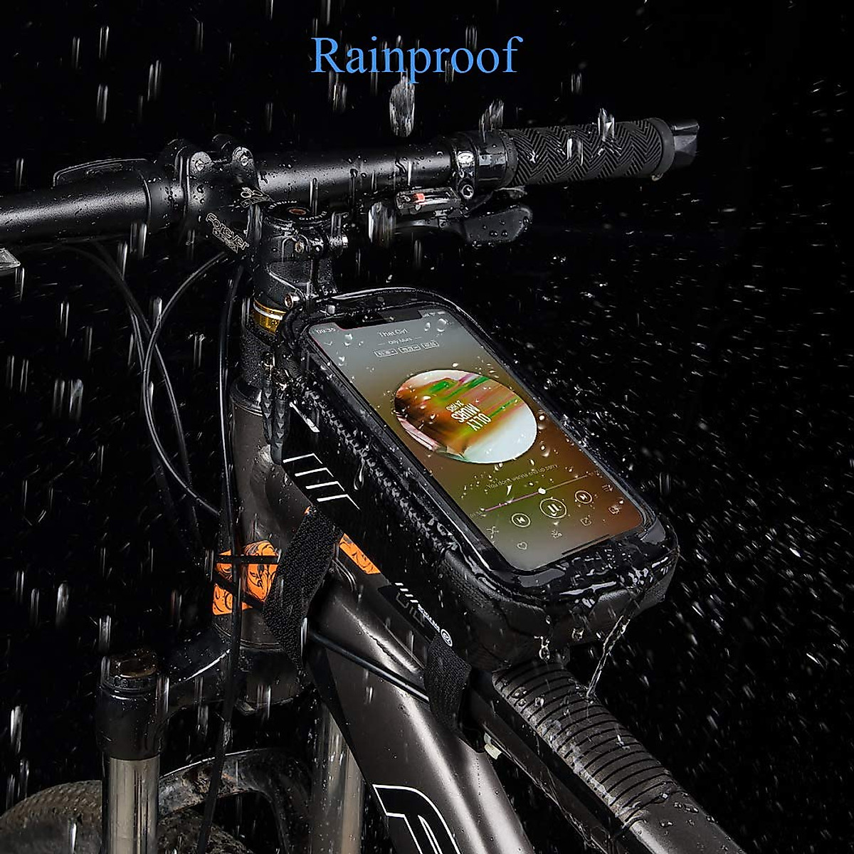 Bike Phone Mount Bag, Waterproof Bicycle Cycling Top Tube Handlebar Phone Holder Pouch Front Frame Storage Bag for iPhone 11 12 13 Pro Max, Galaxy S22 S21 Ultra S20 FE A12, Google Pixel 6, OnePlus 9 8