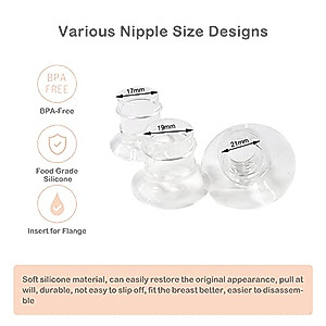 QIUXQIU Wearable Breast Pump Accessories Replacement Parts Flange Inserts 21mm for QIUXQIU 24mm Breast Pump BPA-Free (21mm)