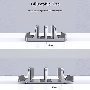 BEQU 4-in-1 Vertical Laptop Stand/Holder (Silver), 2 laptops/2 Phones simultaneously, Heavy Duty Aluminum, Anti-Slip Silicone Pad, Adjustable, Fits All IPADs/Tablets/Cell Phones/Laptops (4 Slot)