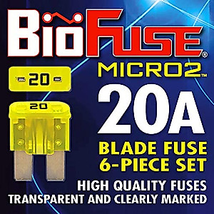 BioFuse Micro2 APT ATR 6-Piece 20A Automotive Car Fuses (Set of 6 Micro 2 Blade Fuses) Transparent and Clearly Marked