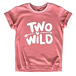 Two Wild 2nd Birthday Outfit Girl Shirt for 2 Year Old Toddler Second Cute Tshirt (2 Years, Mauve)