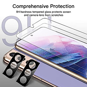 JETech Screen Protector for Samsung Galaxy S21 6.2-Inch with Camera Lens Protector, Easy Installation Tool, Tempered Glass Film, HD Clear, 2-Pack Each