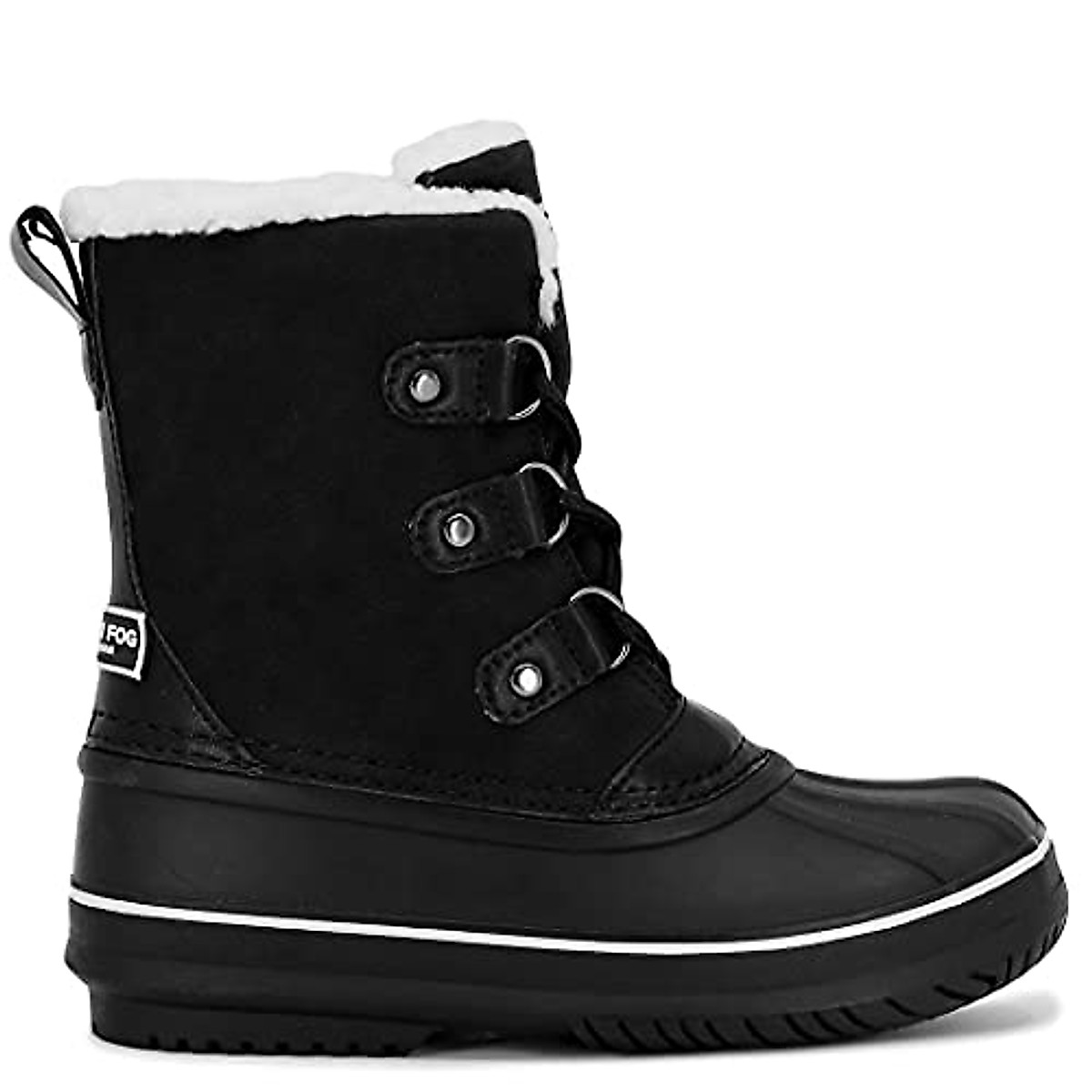 LONDON FOG Unisex Moorgate Cold Weather Warm Lined Snow Boot black ivory 3