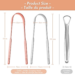 JUIDINTO Tongue Scraper 2 Pack, 100% Stainless Steel Tongue Scraper for Adults, Easy to Use Tongue Scraper with Case, Cleaning Tongue and Reducing Bad Breath for Oral Care