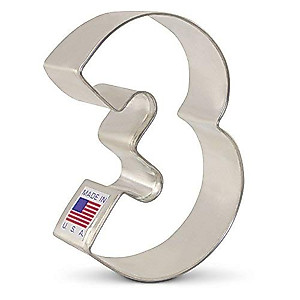 Number Three / #3 Cookie Cutter, 3.25" Made in USA by Ann Clark