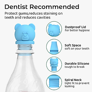 Giichen No Spill Water Bottle Caps - BPA Free Silicone Water Bottle Top Protects Childs Mouth, Replacement Bottle Spout Adapter for Toddlers, Baby and Adults - 4 Pack (Blue, Green, Yellow, Orange)