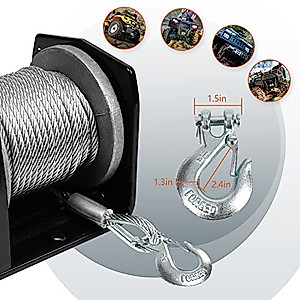 Auraroad Electric Winch 2000 lb, 12V DC ATV UTV Electric Winch with Wireless Remote, Steel Rope Waterproof Towing Winch Kit