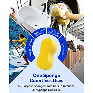 Temede 5-Pack Car Wash Sponges, 9.1" x 4.3" x 2.4" Large Sponges, Extra Thick Foam Kit for All-Purpose Cleaning, Ideal Washing Sponges for Kitchen, Bathroom, Household