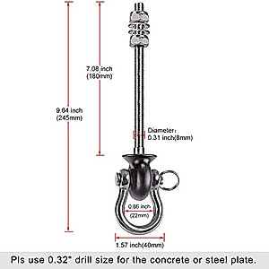 Dolibest Set of 2 Permanent Antirust Stainless Steel 304 Heavy Duty Swing Hangers, Playground Porch Yoga Seat,for Wood and Steel Beam Yoga Hammock Chair Punching 1500LB Capacity,180° Swing,9.64''