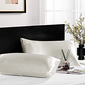 Deconovo Grey Silk Pillowcase Envelope Closure - Satin Pillowcase for Hair and Skin, King Size Set of 2, 20x40 Inch Pillow Protectors (Grey, 20x40 Inch, 2 Pack)