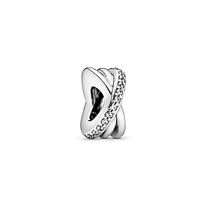 Pandora Jewelry Sparkling and Polished Lines Spacer Cubic Zirconia Charm in Sterling Silver