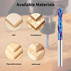 EANOSIC Compression Spiral Router Bits 1/4" Shank,1-1/4" Cutting Length, Extra Long 3 Inch, Carbide UP Down Cut CNC Router Bits End Mill for Wood Mortises Carving Engraving