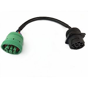 9pin J1939 Adapter Cable Type 1 Black Connector to Type 2 Green Connector for Truck Diagnostic Tool and ELD GPS Trackers