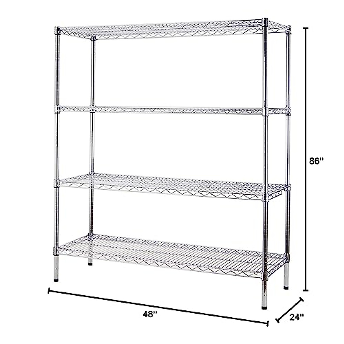 Regal Altair 24" Deep x 48" Wide x 86" High 4 Tier Chrome Wire Shelving Kit | NSF Commercial Storage Rack Unit